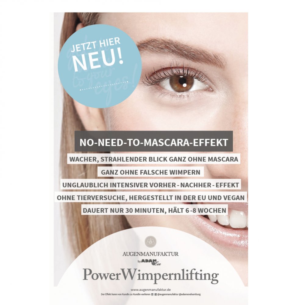 Das Wimpernlifting Poster sorgt für erfolgreiche Werbung in Ihrem Studio